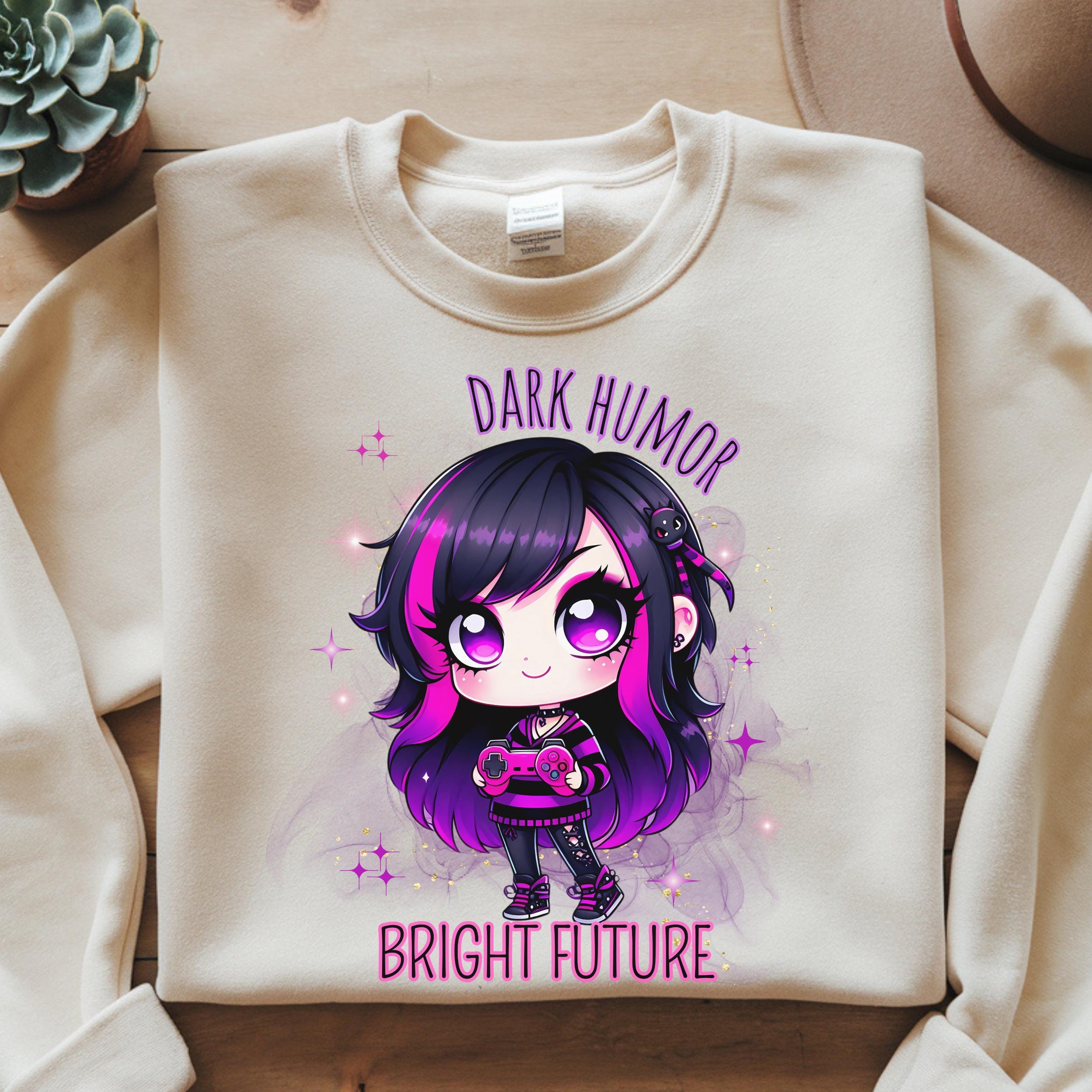 Purple Hair Chibi Girl Gamer Kawaii Chibi Gothic Girl Chibi Gamer Gift ...