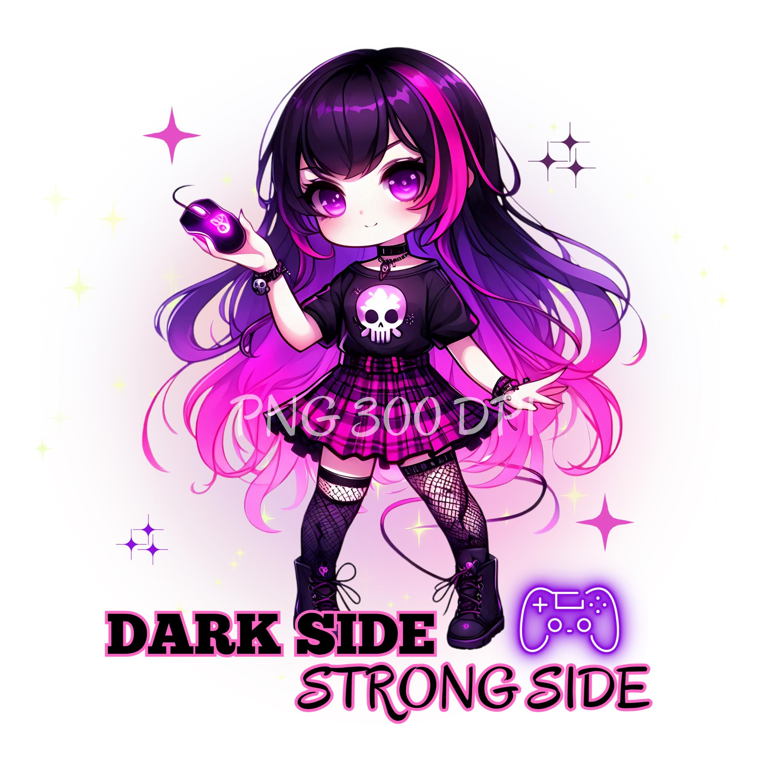 Purple Hair Chibi Girl Gamer Kawaii Chibi Gothic Girl Chibi Gamer Gift ...
