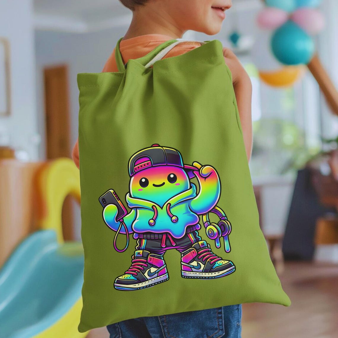 Rainbow Slime Chibi PNG: Hip Hop Streetwear Design Digital Print Arts ...