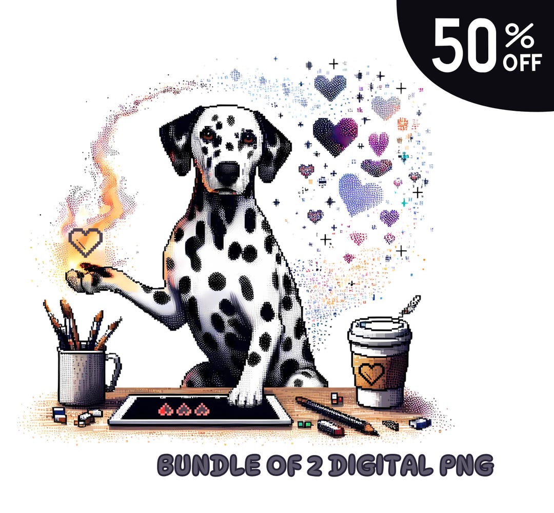 Dalmatian Dog Retro Pixel Art Png, Pixel Animal Dog Gamer Png, Cute Dog ...