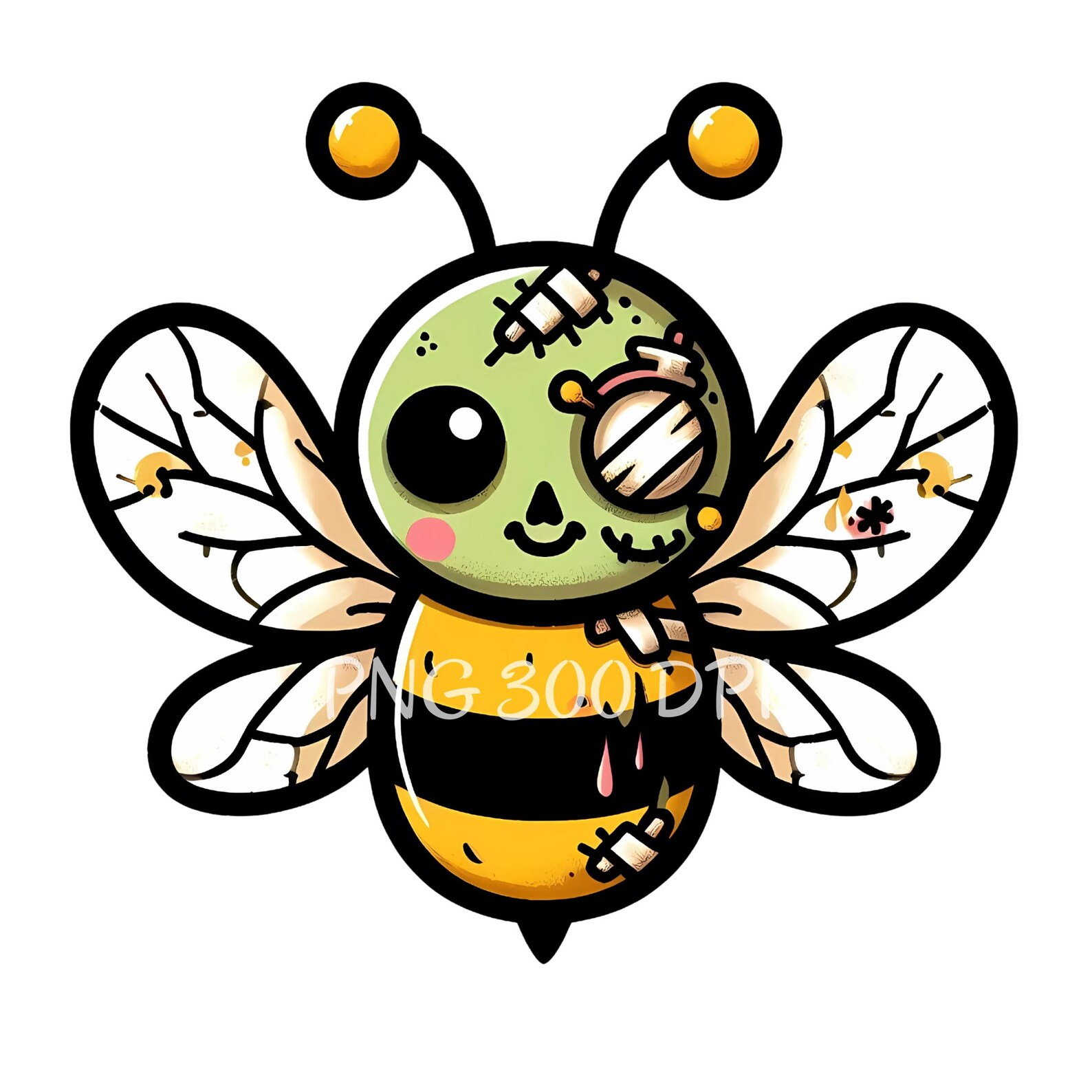 Zombie Bee Clipart: Spooky Kawaii PNG Bundle Digital Sublimation ...