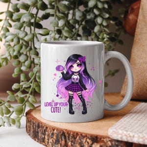 Purple Hair Chibi Girl Gamer Kawaii Chibi Gothic Girl Chibi Gamer Gift ...