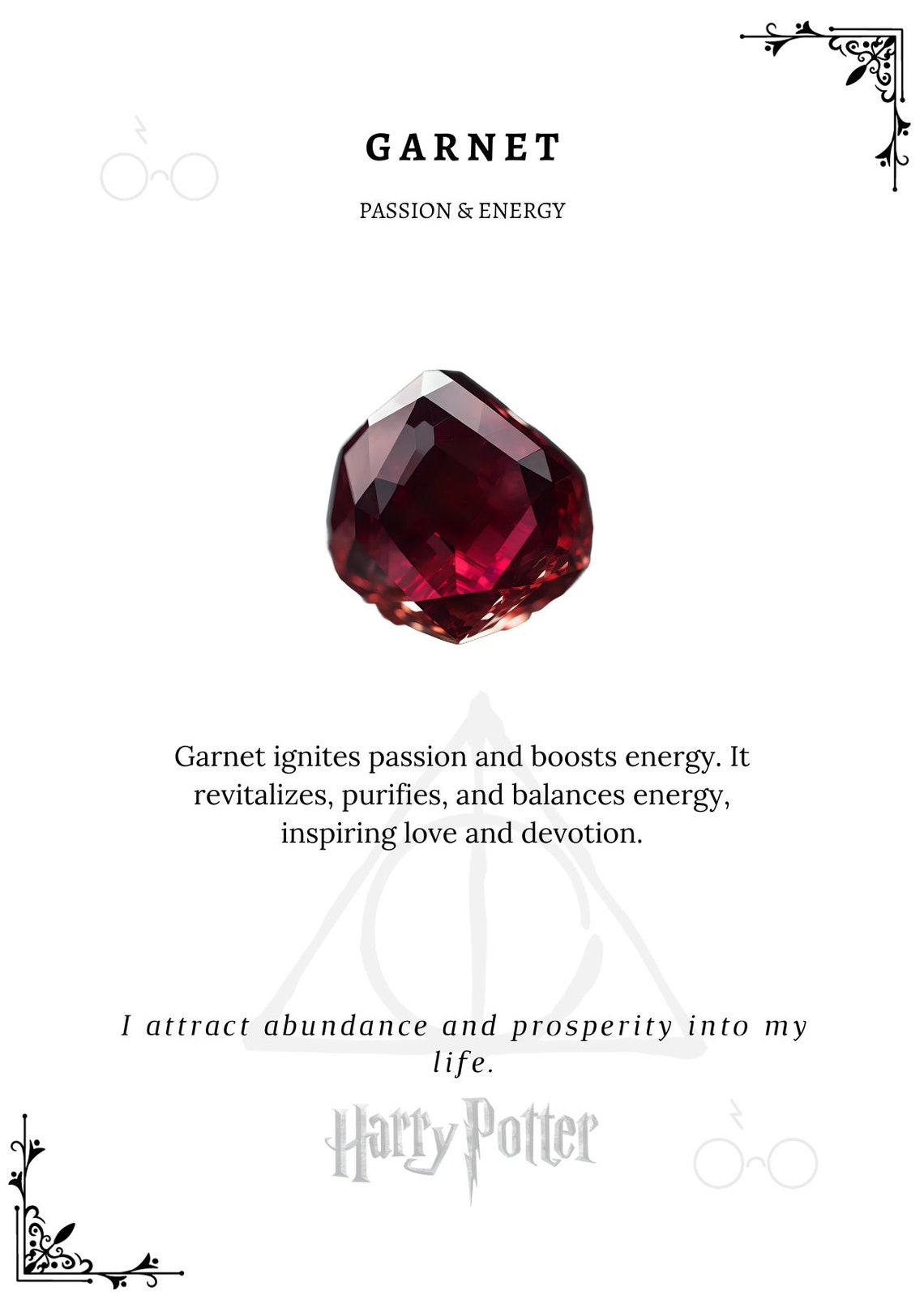 Crystal Meaning Cards: Garnet - Etsy