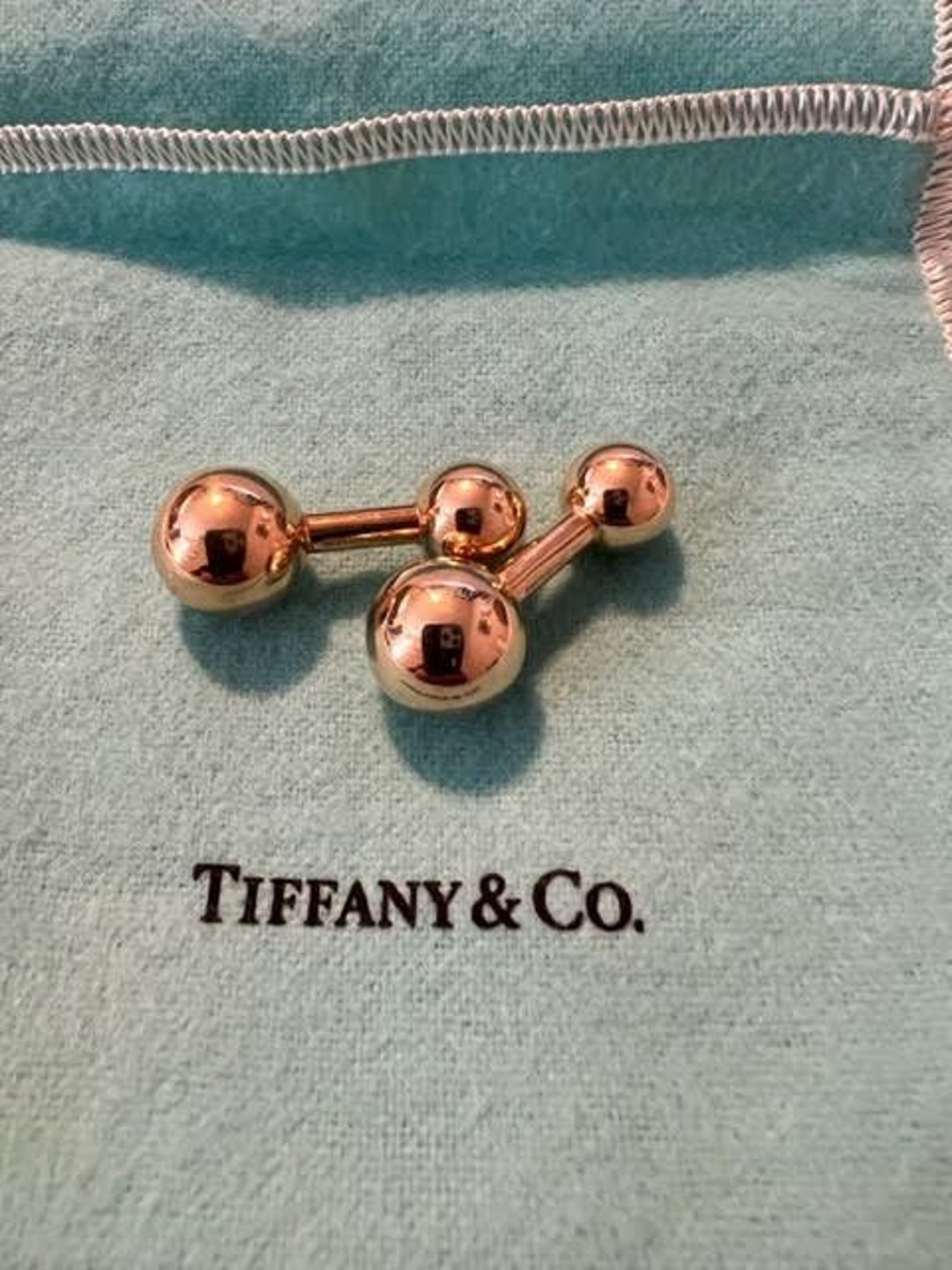 Genuine Tiffany & Co. 14K Yellow Gold Bar Bell Cuff Links - Etsy