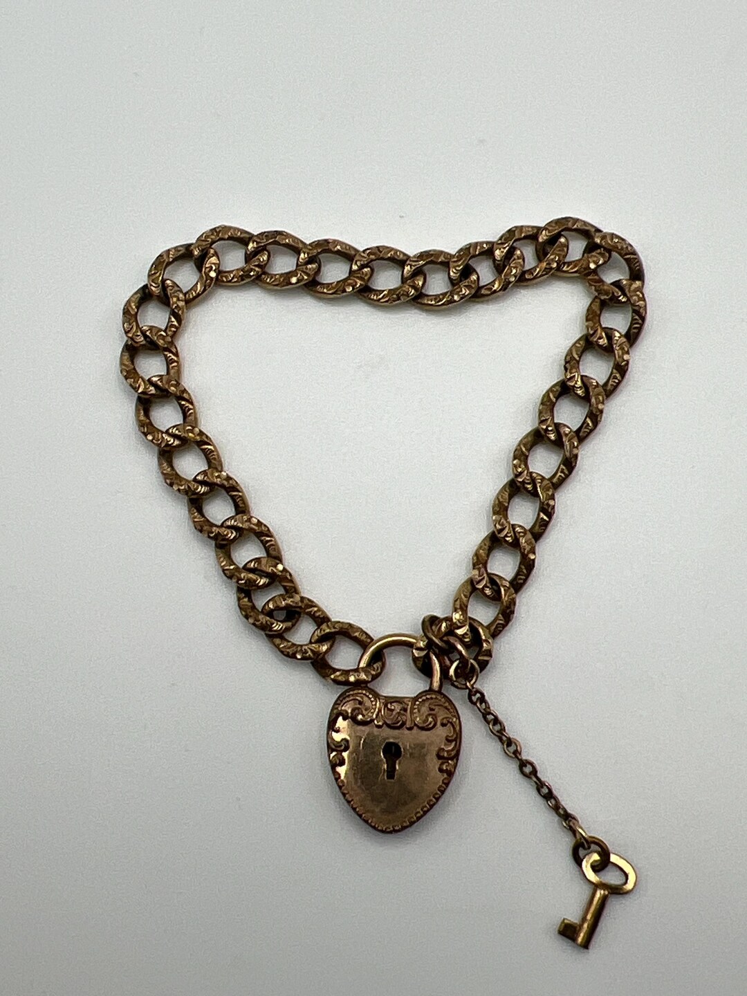 Vintage Rose Gold Filled Heart Lock Bracelet With Working Key - Etsy