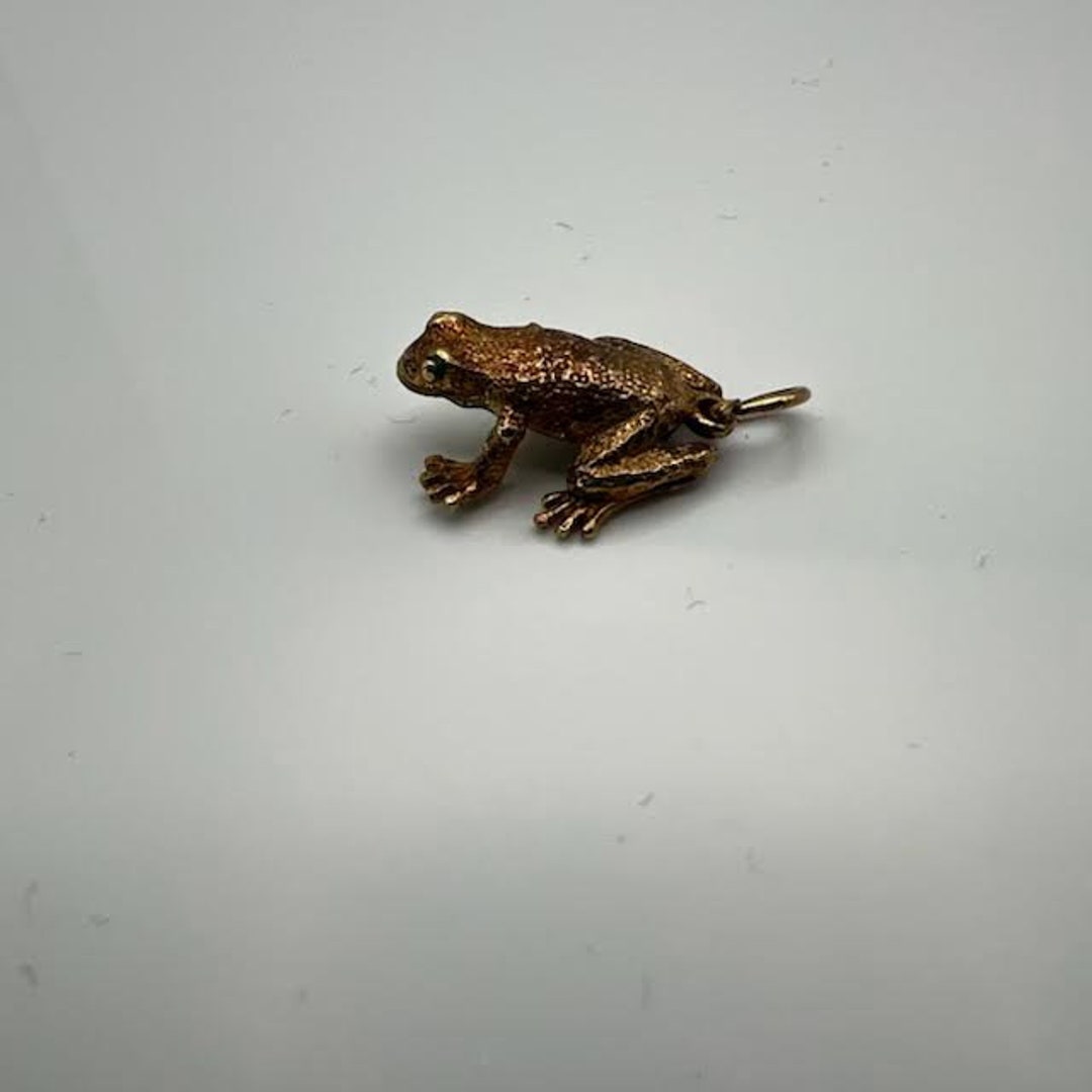 Vintage 9K Gold Frog Charm - Etsy
