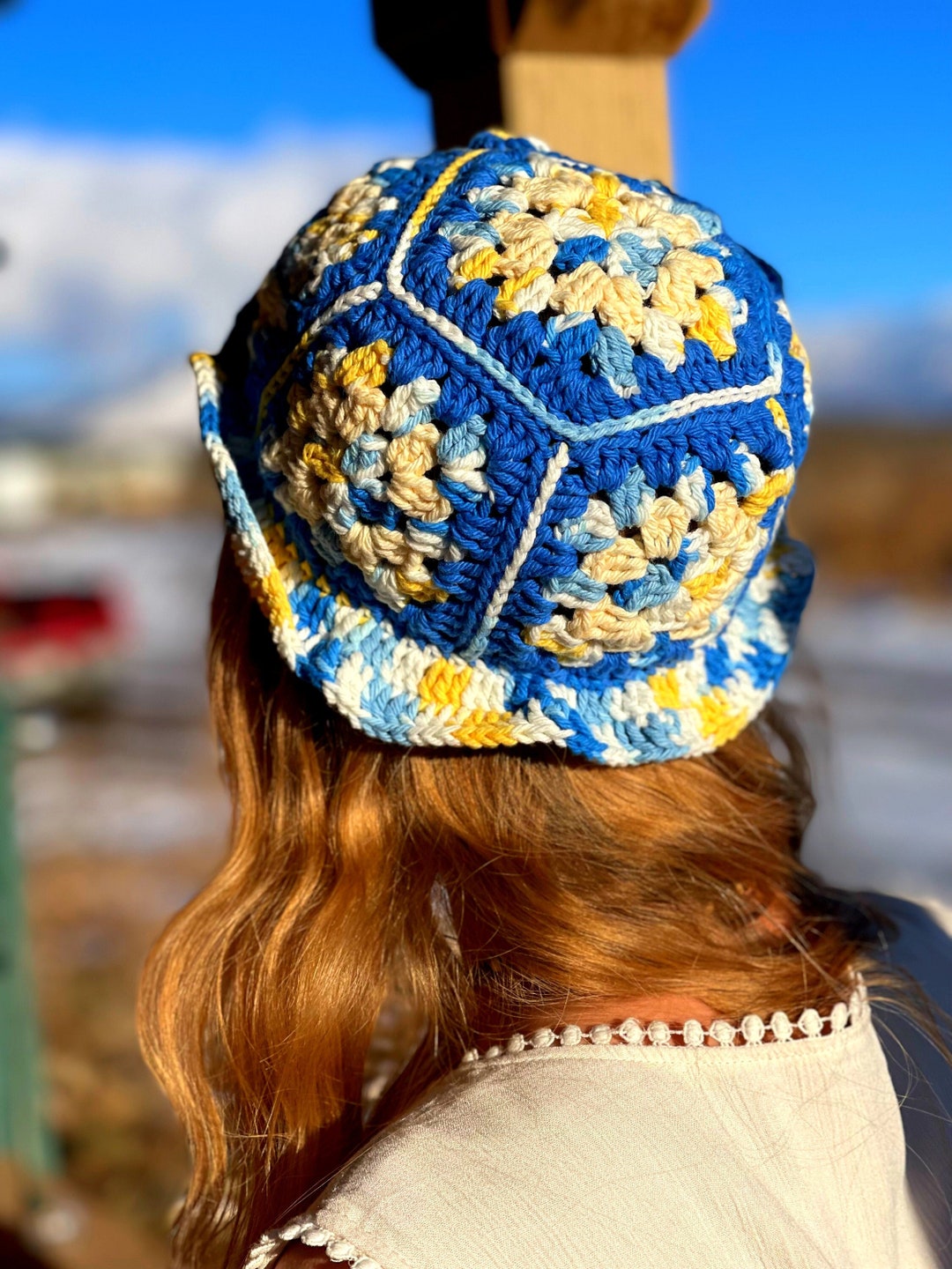 Crochet Blueberry Tart Granny Square Bucket Hat - Etsy