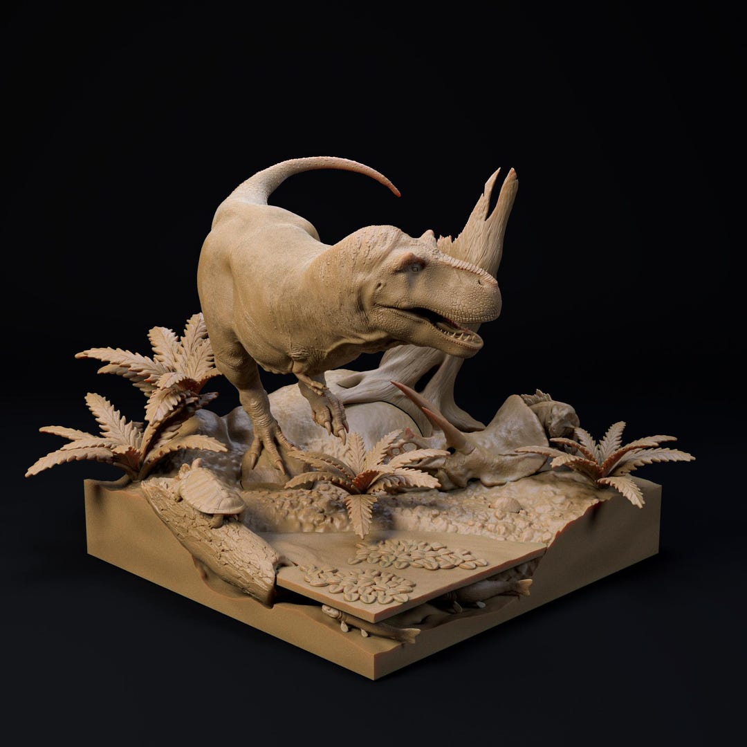 Hell Creek Tyrannosaurus Rex Diorama 1:35 Scale Model - Exceptional 3D ...