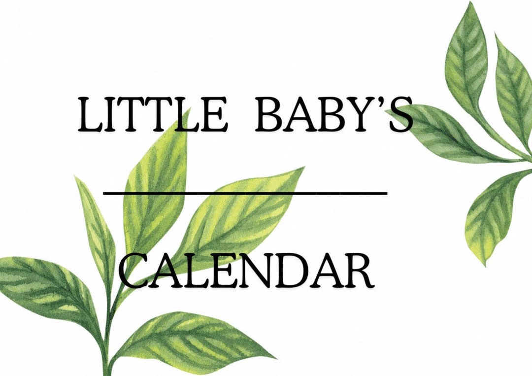 A4 Green Baby Calendar for First Baby's Years, From Birth to One Year ...
