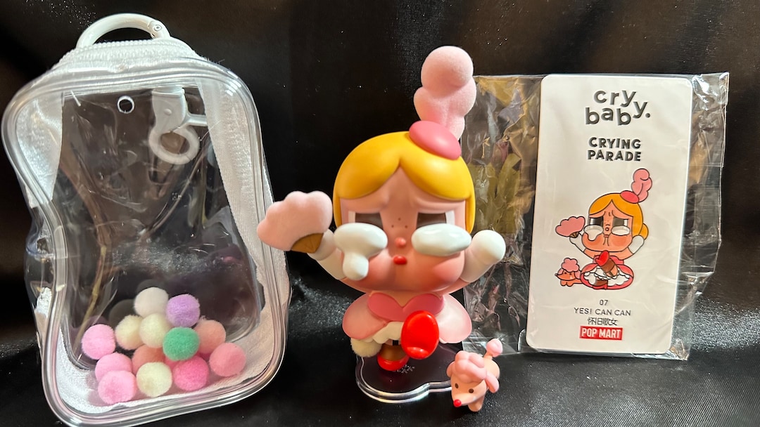 Cry Baby Toy Figure Pop Mart handmade Clear Figures Display Bag Key ...