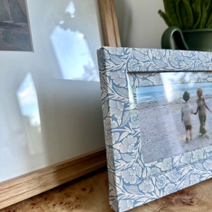Blue Coastal Floral Fabric Wrapped Custom Picture Frame and Mat - 4x6 ...