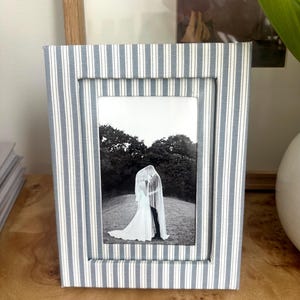 Slate Blue Stripe Fabric Wrapped Picture Frame and Mat - 4x6 Photo - Etsy