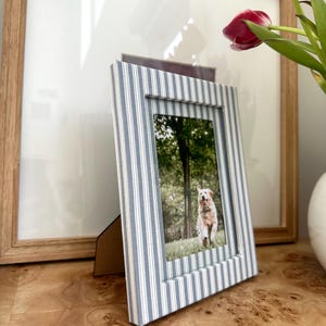 Slate Blue Stripe Fabric Wrapped Picture Frame and Mat - 4x6 Photo - Etsy