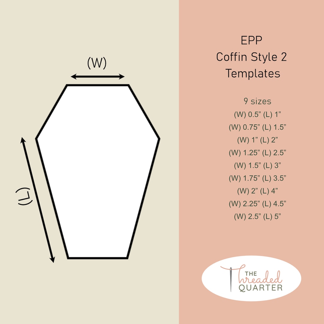 9 Sizes Printable Coffin Style 2 EPP Templates PDF Instant Download - Etsy