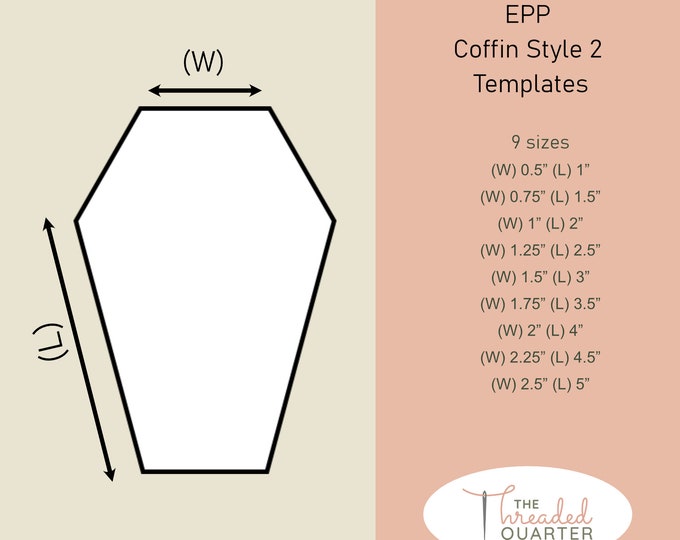 9 Sizes Printable Coffin Style 2 EPP Templates PDF Instant Download - Etsy