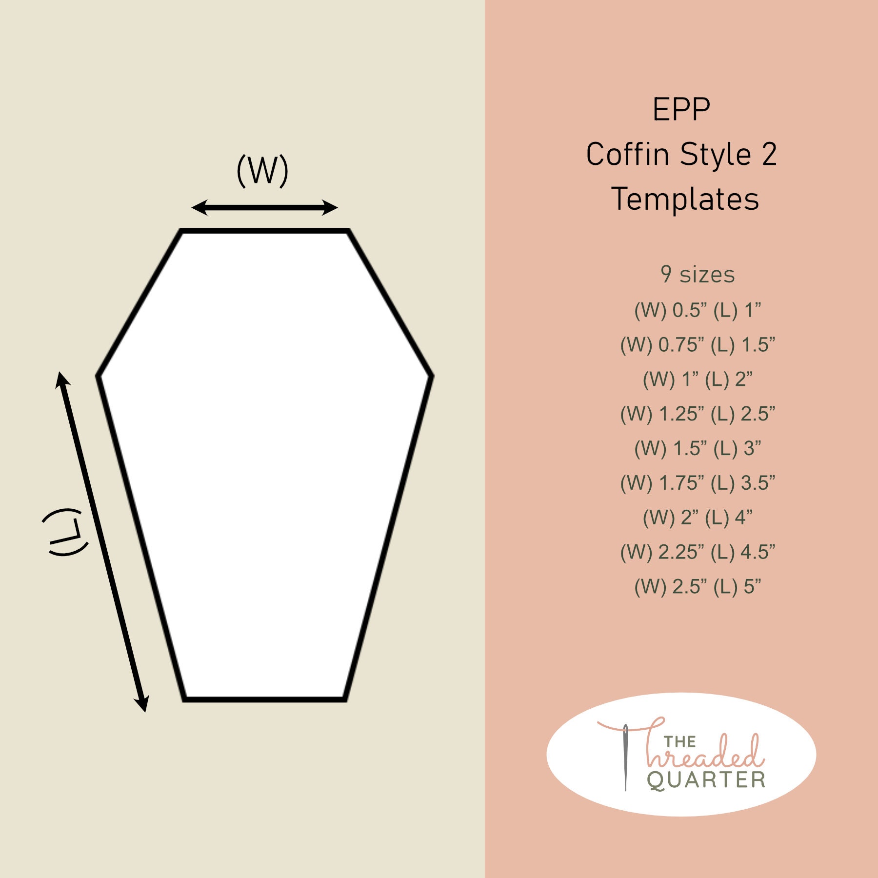9 Sizes Printable Coffin Style 2 EPP Templates PDF Instant Download - Etsy