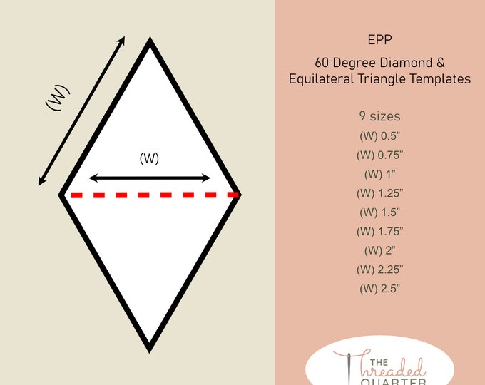 9 Sizes Printable 60 Degree Diamond and Equilateral Triangle EPP ...