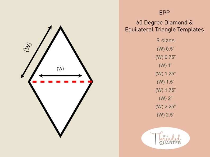 9 Sizes Printable 60 Degree Diamond and Equilateral Triangle EPP ...