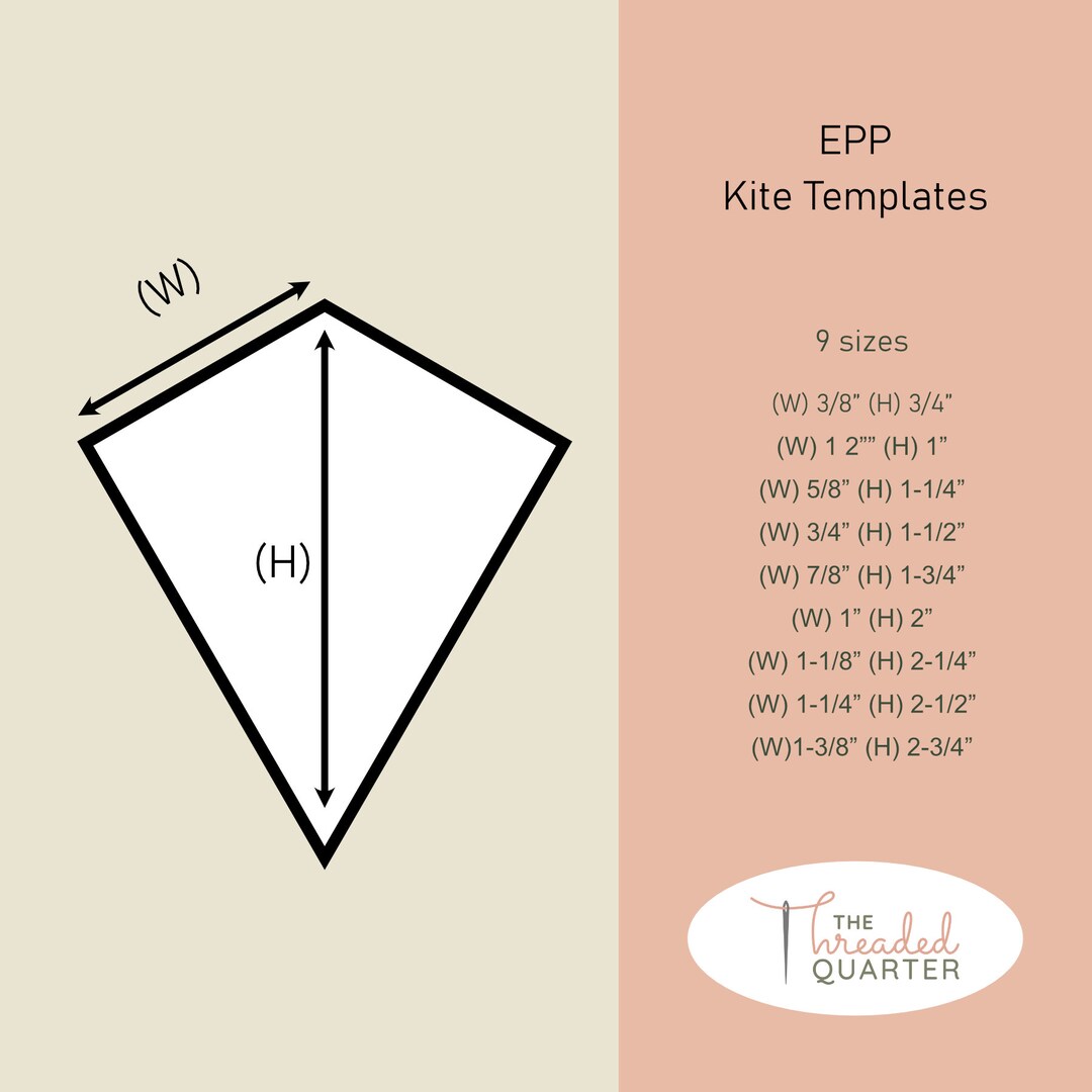 9 Sizes Printable Kite EPP Templates PDF Instant Download - Etsy