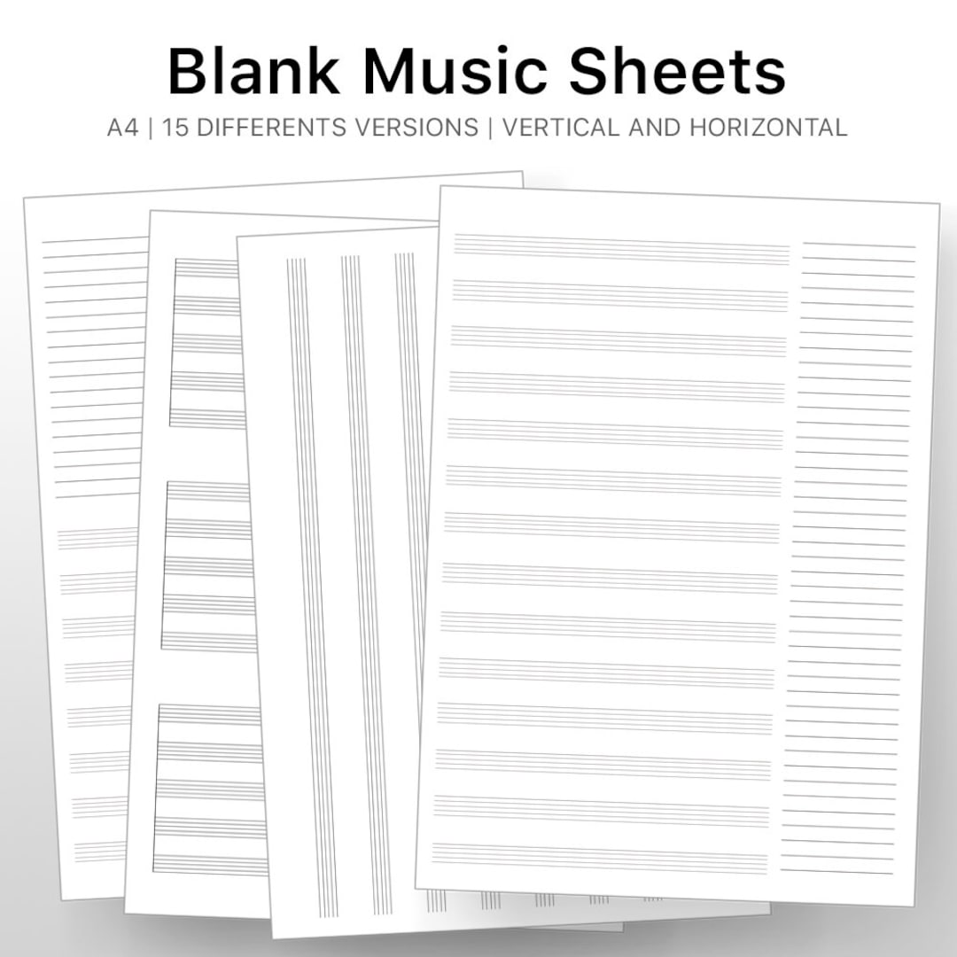 Blank Sheet Music, Printable, Sheet Music, Staff Paper, Blank Music ...
