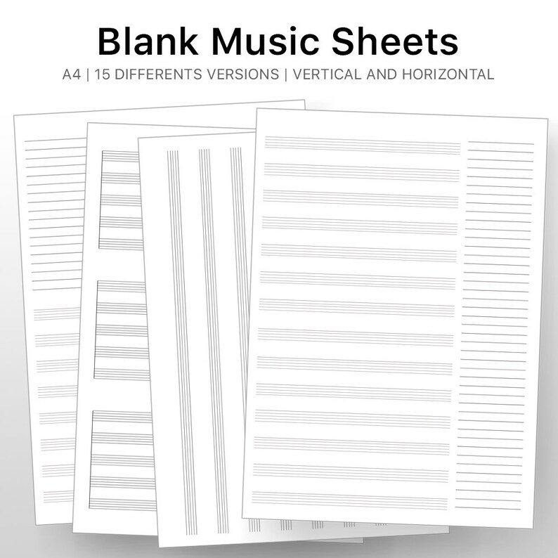 Blank Sheet Music, Printables, Sheet Music, Staff Paper, Blank Music ...