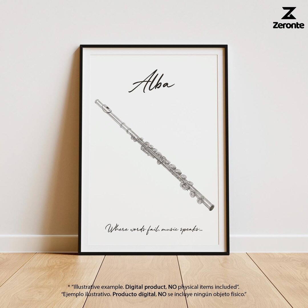 Digital Charcoal Drawing of a Transverse Flute, Flute Drawing, Gift for ...