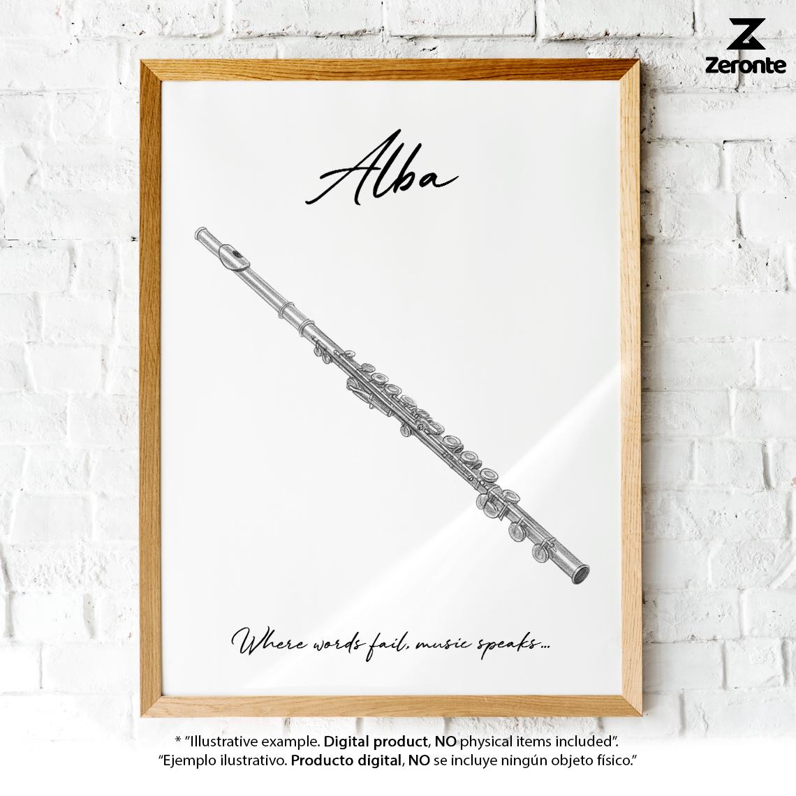 Digital Charcoal Drawing of a Transverse Flute, Flute Drawing, Gift for ...