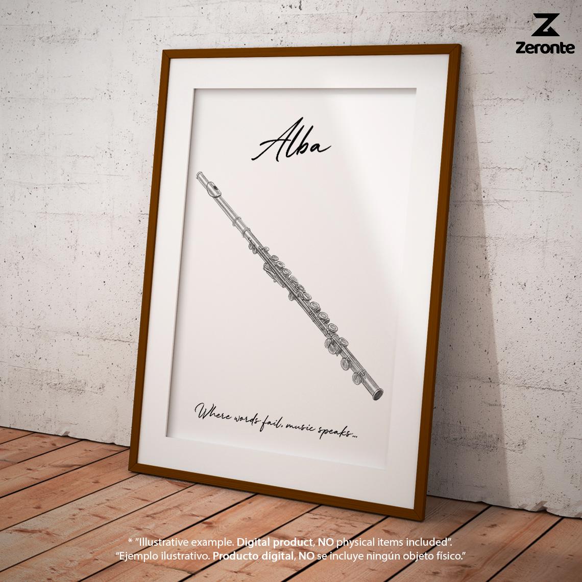 Digital Charcoal Drawing of a Transverse Flute, Flute Drawing, Gift for ...