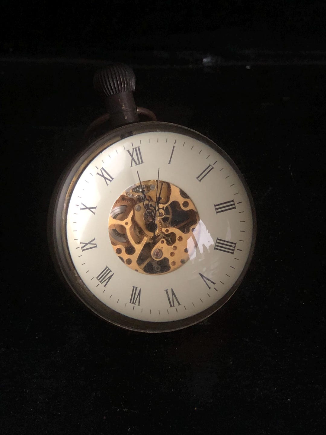 Vintage Winding Brass Cased and Glass Bullseye Desk Clock - Etsy