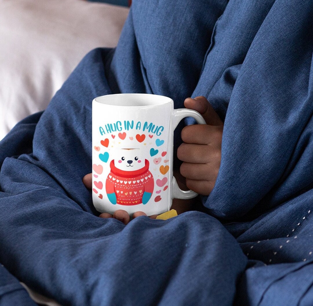 A Hug in A Mug, Large Winter Themed Coffee Mugs, Gift Ideas for Someone ...