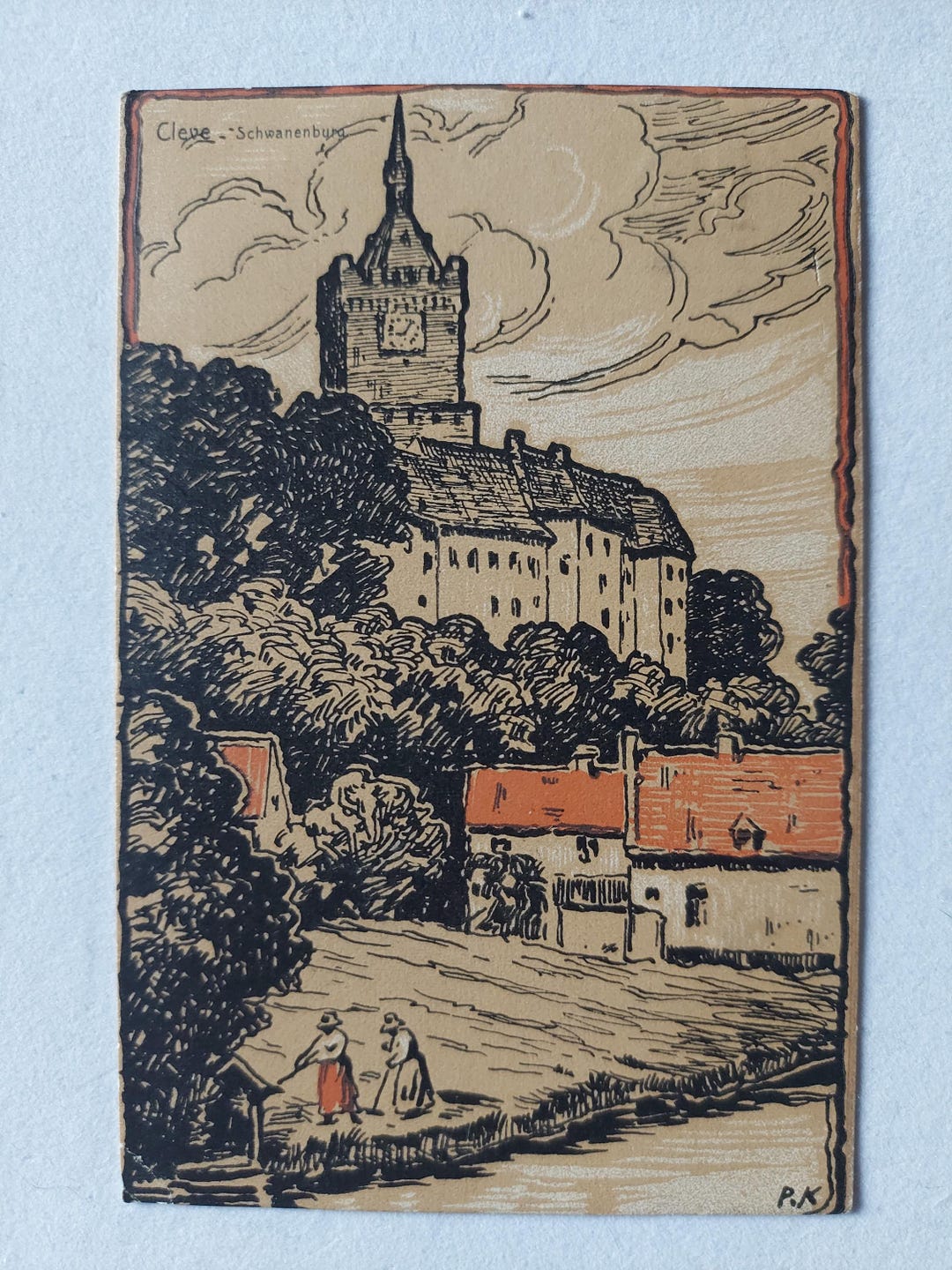 Vtg German Lithography Postcard Kleve Am Niederrhein, Schwanenburg ...