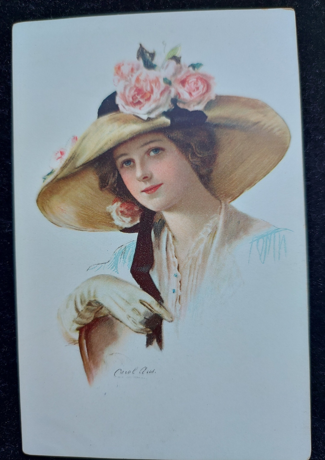 Vintage Glamour Postcard, Fashionable Girl Postcard, Edwardian Print ...