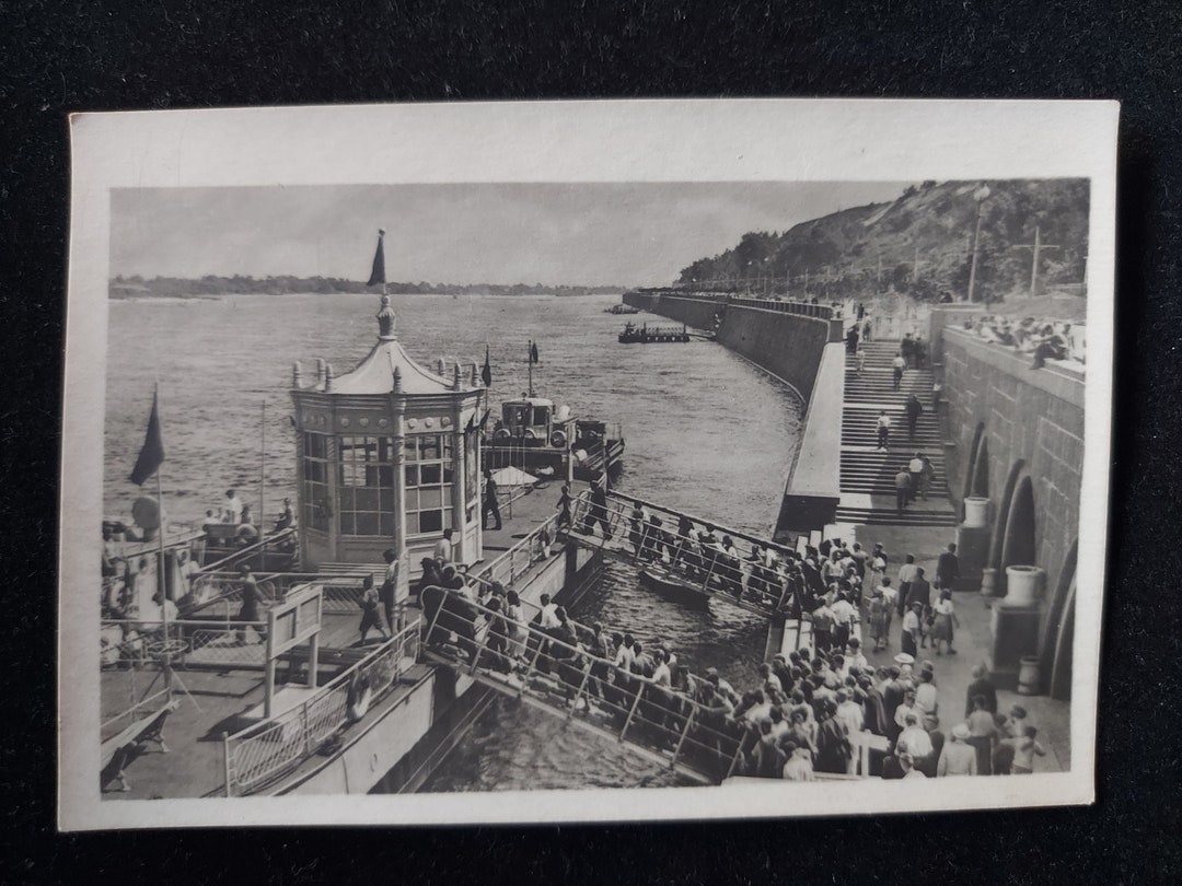 1950s National Ukrainian Real Life Postcard Dnipro River Steam Ship in ...