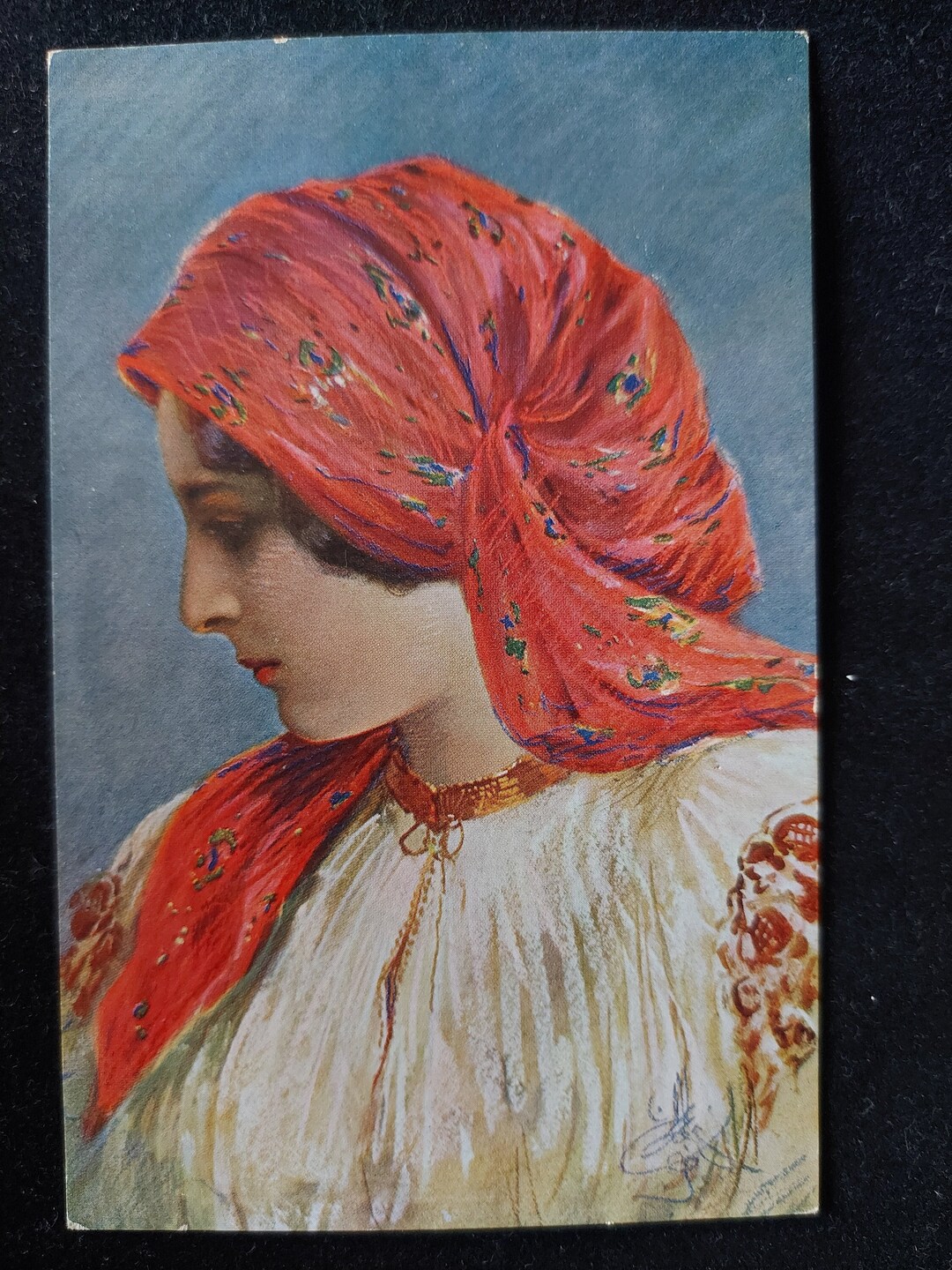 Vintage Glamour Postcard, Folk Girl Postcard, Minerva Print, Ethnic ...