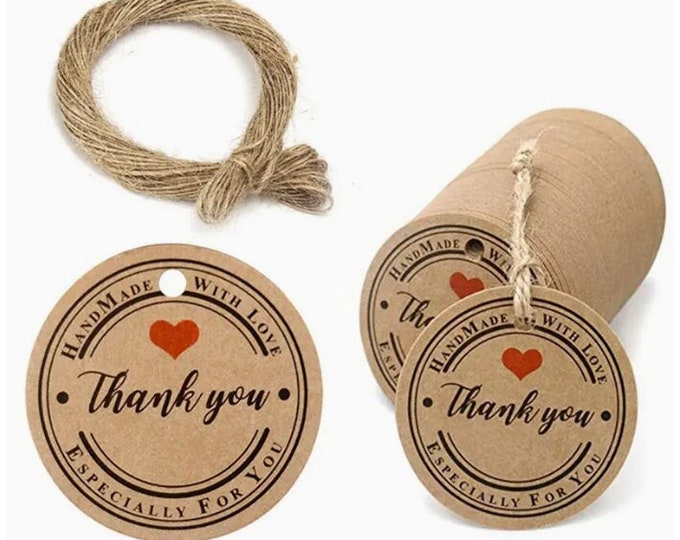 Kraft Paper Gift Tags: Round Thank You Tags, 100pcs With Jute Twine - Etsy