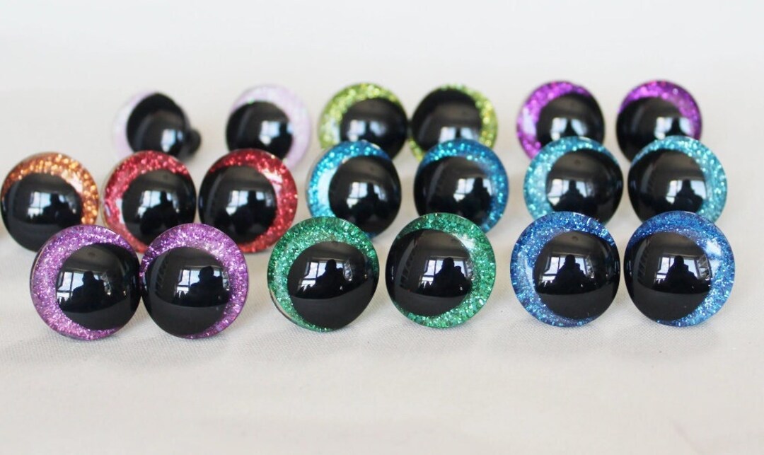18mm Glitter Toy Eyes: Off-centered Doll Eyes for Amigurumi (10pc/5 ...