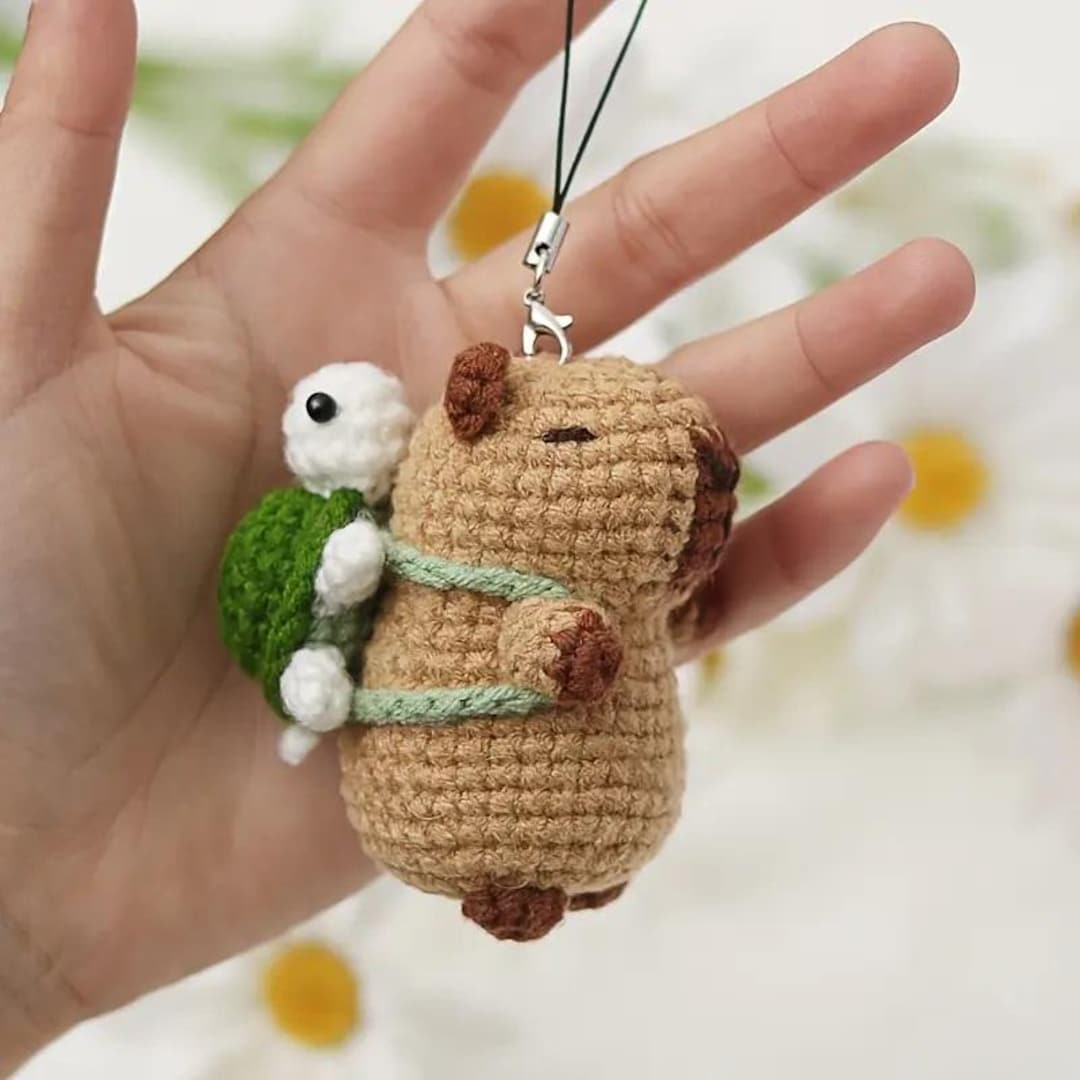 DIY Capybara Crochet Kit: Turtle Pendant Amigurumi Keychain - Etsy