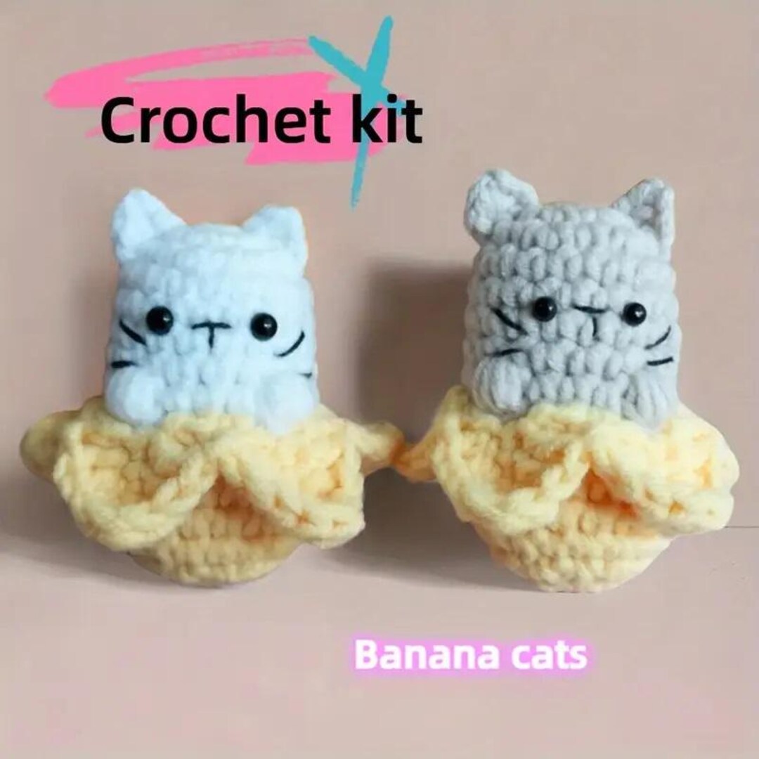 Banana Cat Meme Beginner Crochet Kit Two Banana Cats, Includes English ...