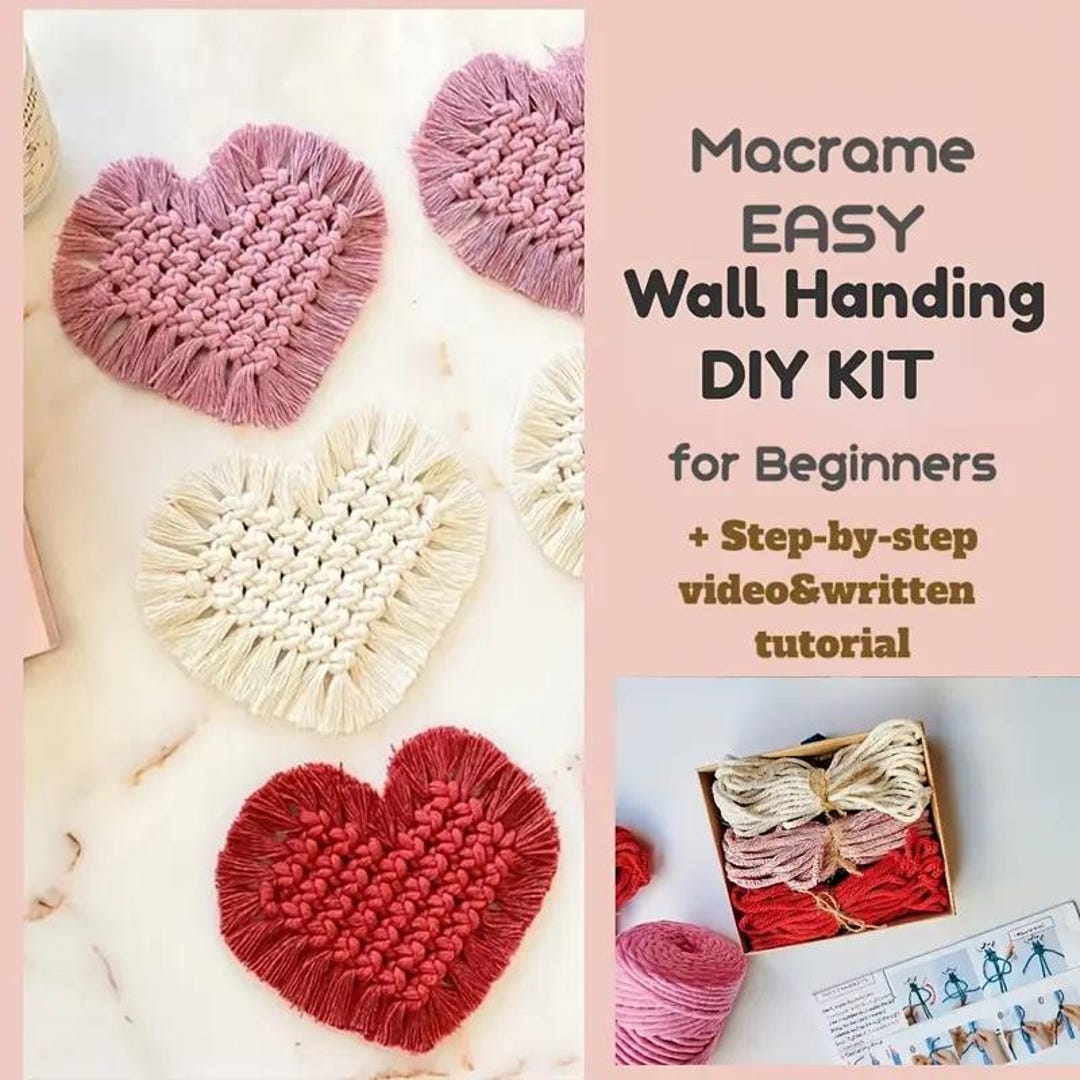 Heart Coaster Weaving Kit: Valentine's DIY Craft Set - Etsy