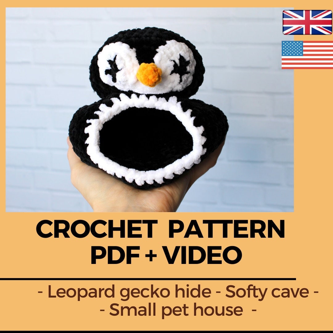 Crochet Pattern Reptile Hide Penguin, Leopard Gecko Crochet Pet Cave ...