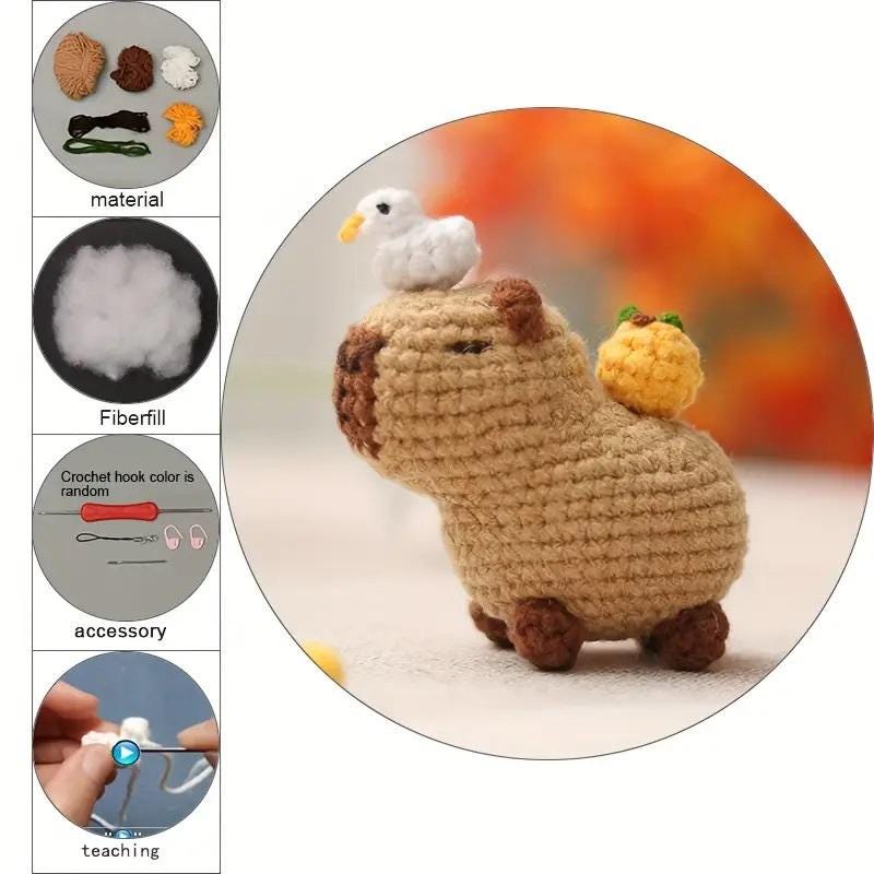 Cute Capybara Amigurumi Crochet Kit for Beginners, DIY Craft Gift - Etsy
