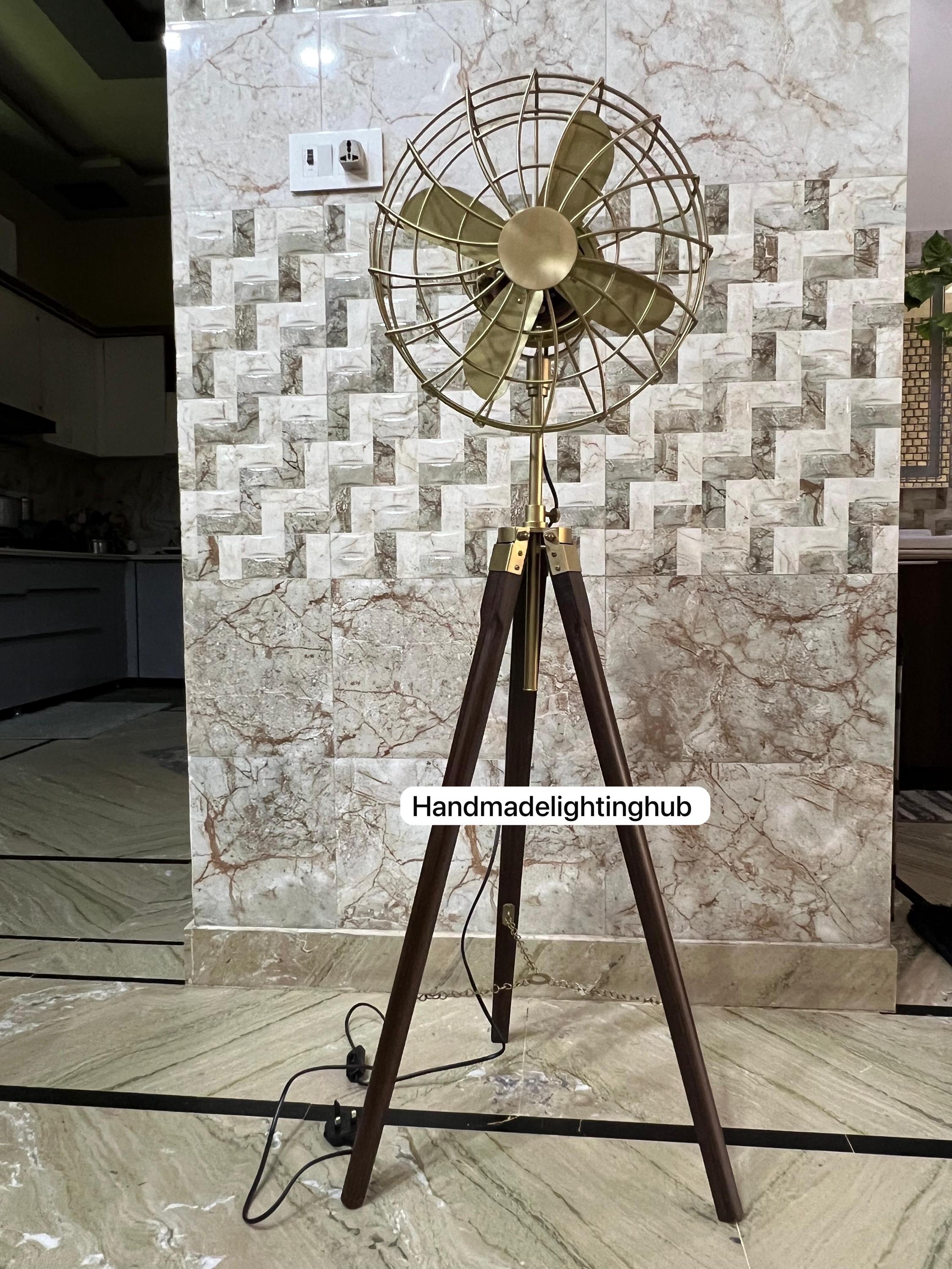 Handmade Nautical Wooden Tripod Floor Fan | Retro Home Decor - Etsy