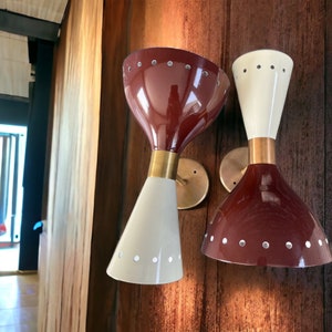 1950s Mid Century Italian Diablo Wall Sconce maroon & White Brass ...