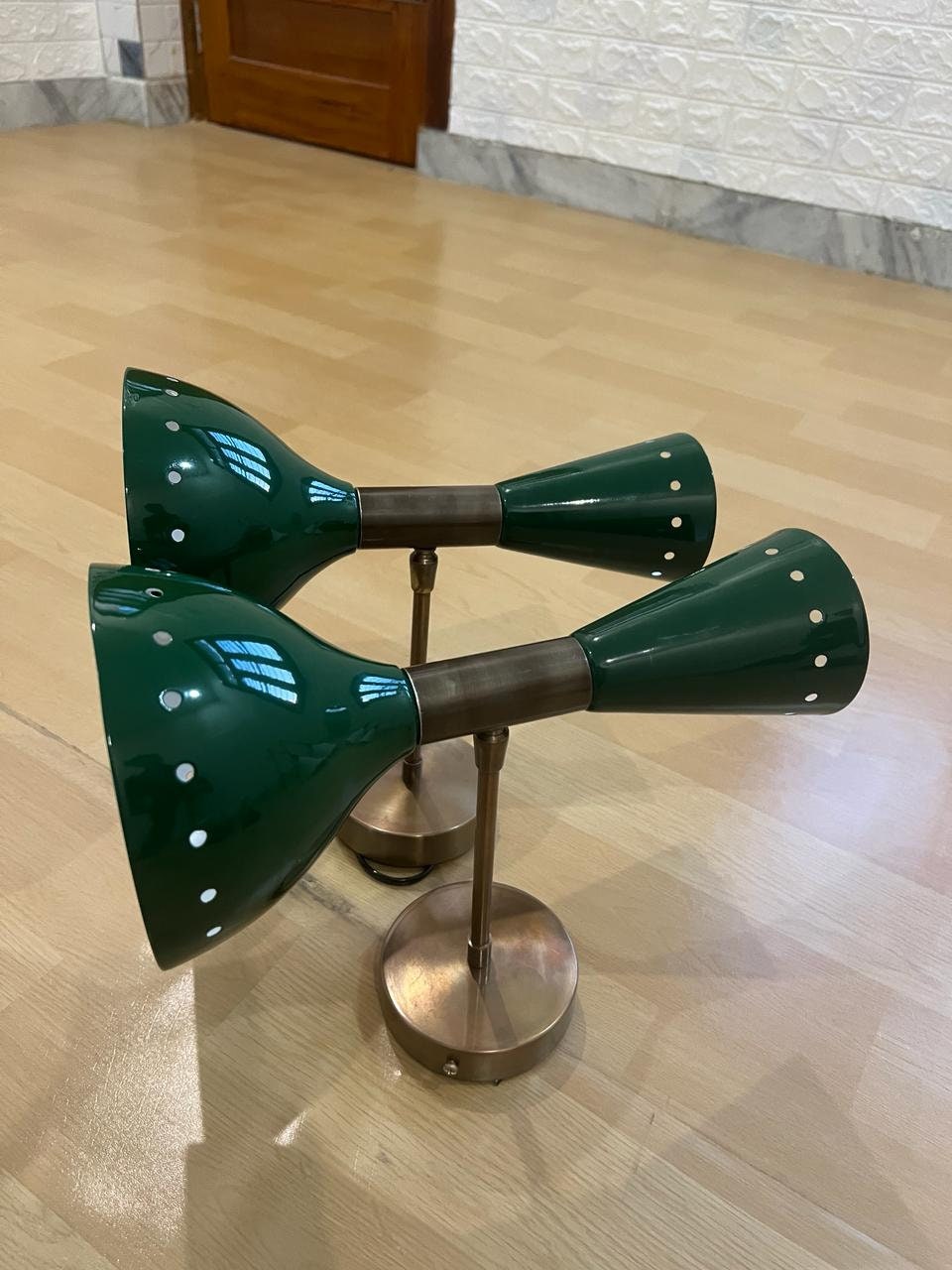 1950s Green Brass Diablo Sputnik Stilnovo Double Sconce Mid-century ...
