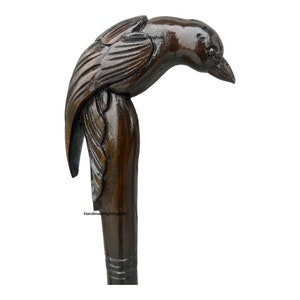Hand-carved Crow Head Wooden Walking Cane - 37-inch 2-fold Stick - Etsy