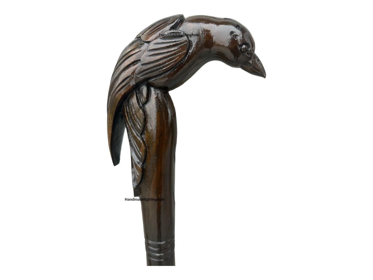 Hand-carved Crow Head Wooden Walking Cane - 37-inch 2-fold Stick - Etsy