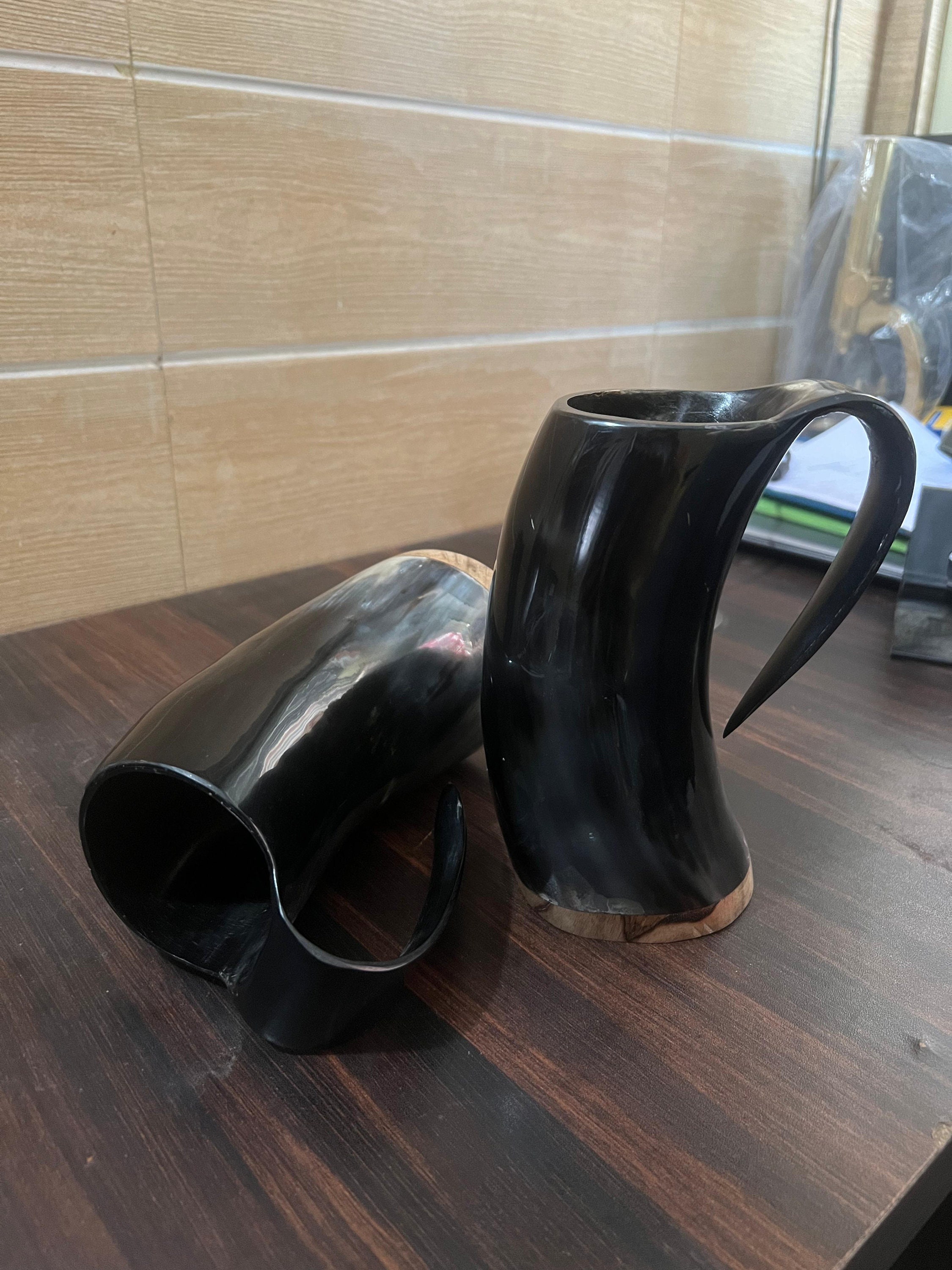 Black Viking Drinking Horn Mug Buffalo Horn Tankard, Perfect for ...
