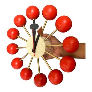 George Nelson Style Wood Ball Clock Replica: Mid-century Modern Wall ...