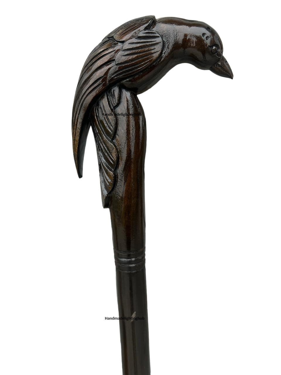 Hand-carved Crow Head Wooden Walking Cane Classy, Stylish, and Unique ...