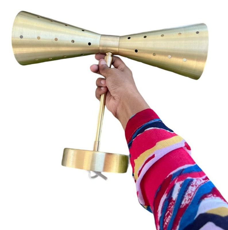 Mid-century Modern Brass Wall Sconces Atomic Dual Cone Vanity Light ...